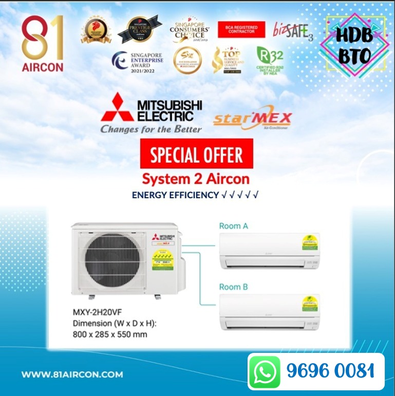 New Cheap System 2 Aircon_Mitsubishi Starmex Inverter 5 ticks Aircon ...