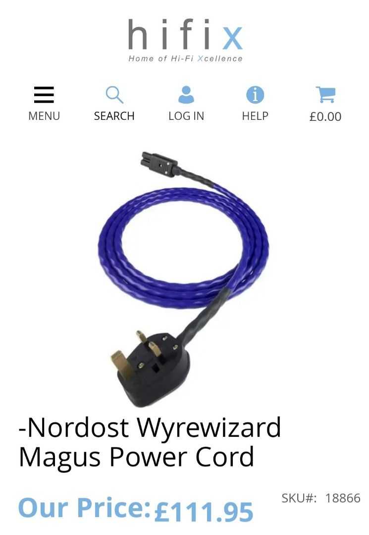 NORDOST wyrewizard power cord 1M, Audio, Other Audio Equipment on Carousell