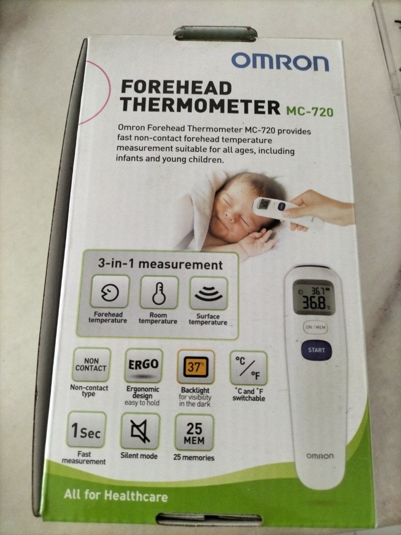 Omron Forehead Thermometer MC-720, Health & Nutrition, Thermometers on ...