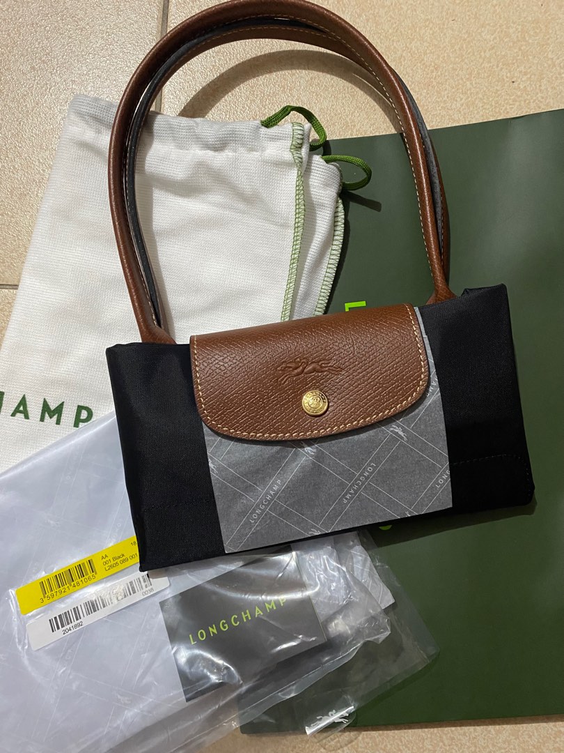 Original Longchamp Le Pliage Black Medium Long Handle, Luxury, Bags ...