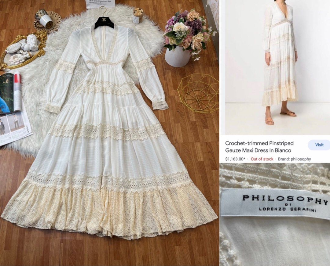 Philosophy crochet trimmed gauze maxi dress, Women's Fashion, Dresses ...
