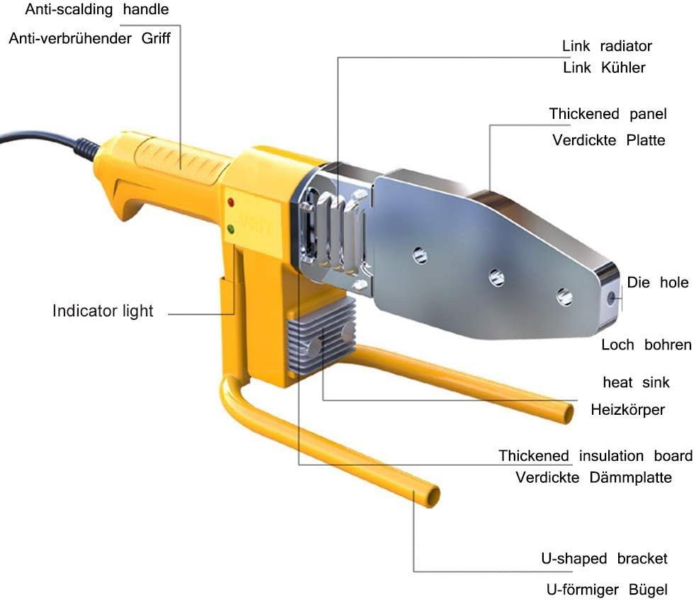 Pipe Welding Machine 220V 800W Digital Display Manual Plastic Water Pipe Welders PE/PPR/PB/PVDF ...