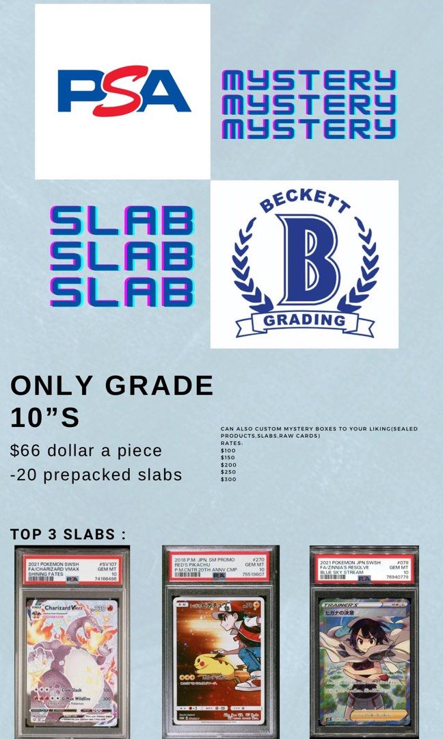 POKEMON MYSTERY SLAB (GUARANTEED PSA/BGS 10), Hobbies & Toys, Toys ...