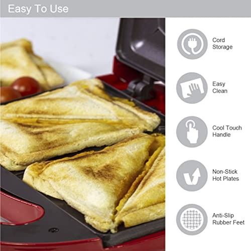 Quest 35149 Sandwich Toastie Maker | Red | 750W Stick Hot Plates | None ...