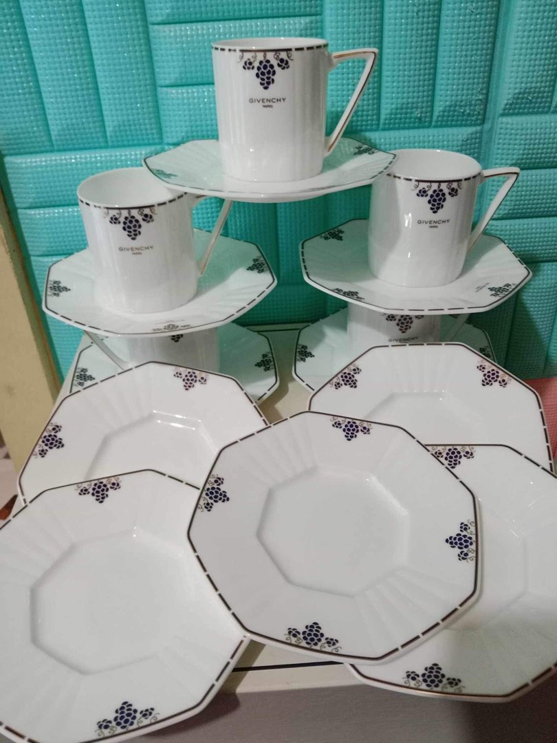 Rare Givenchy Grape Vine Tea Cups& Saucers, Furniture & Home Living ...