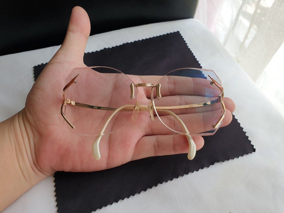 Rare Vintage Hoya Rimless Oversized Eyeglass Frame Womens Fashion Watches And Accessories