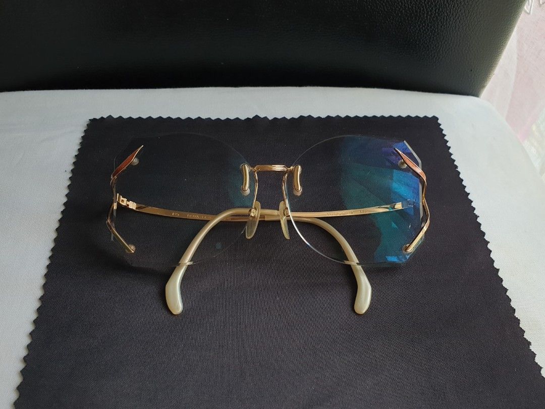Rare Vintage Hoya Rimless Oversized Eyeglass Frame Womens Fashion Watches And Accessories