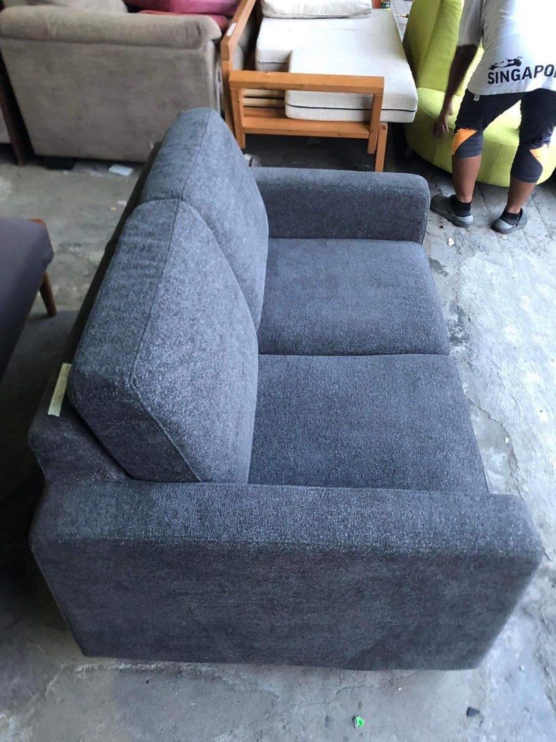 RELAXFORM gray two seater fabric sofa, Furniture & Home Living, Furniture, Sofas on Carousell