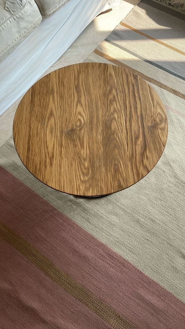 Round, wood surface coffee table. Rough dimensions 30cm height 45cm ...