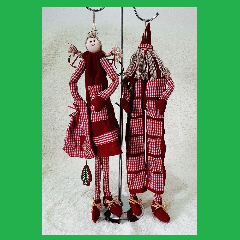 Vintage Santa Claus & Mrs. Claus Long Legged Christmas Rag Dolls Set ...