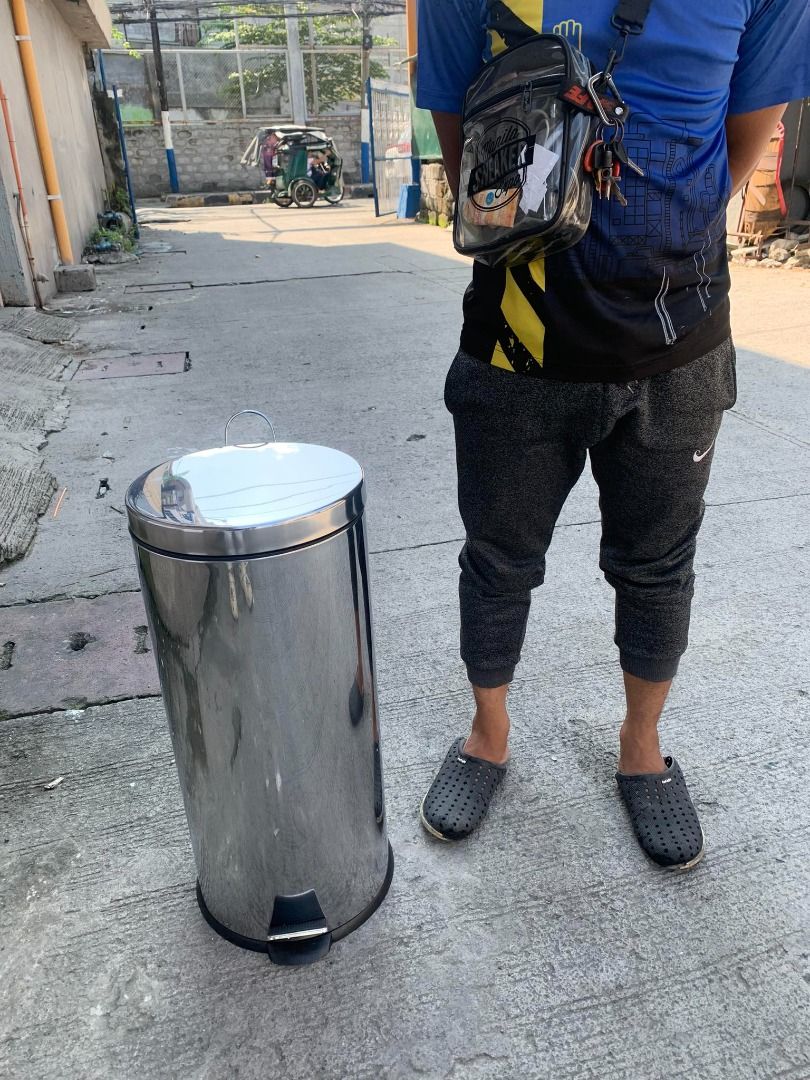 Stainless trash bin, Furniture & Home Living, Cleaning & Homecare ...