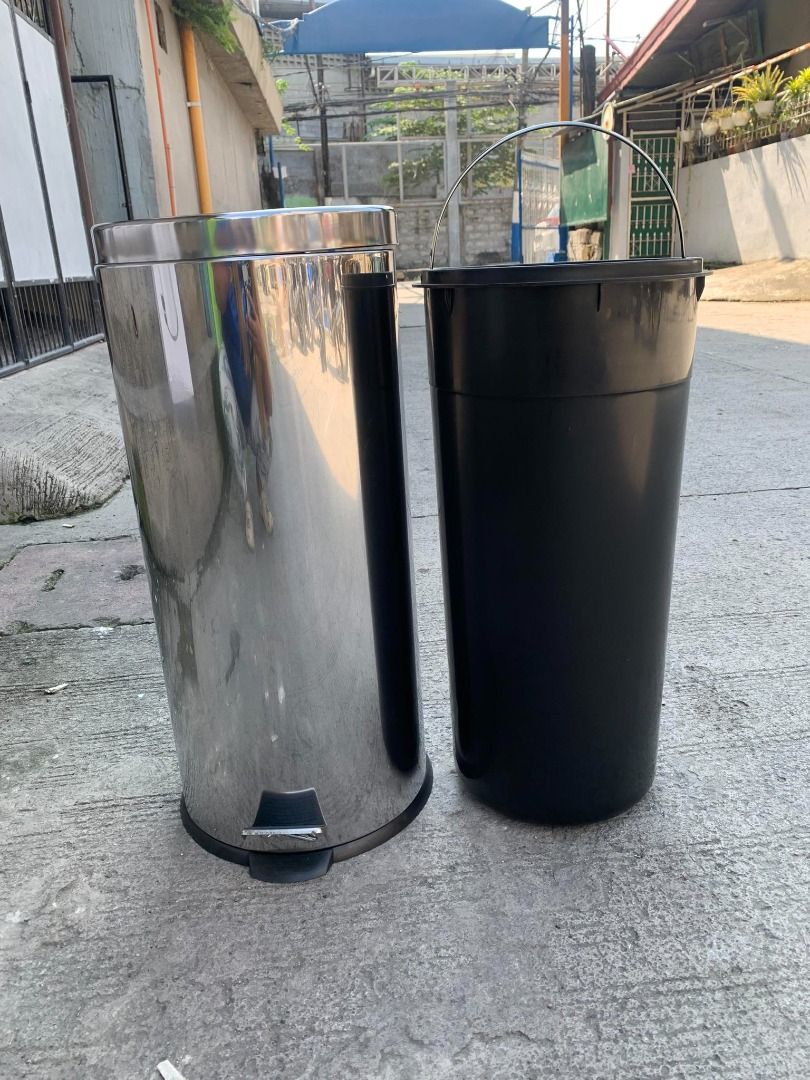 Stainless trash bin, Furniture & Home Living, Cleaning & Homecare ...