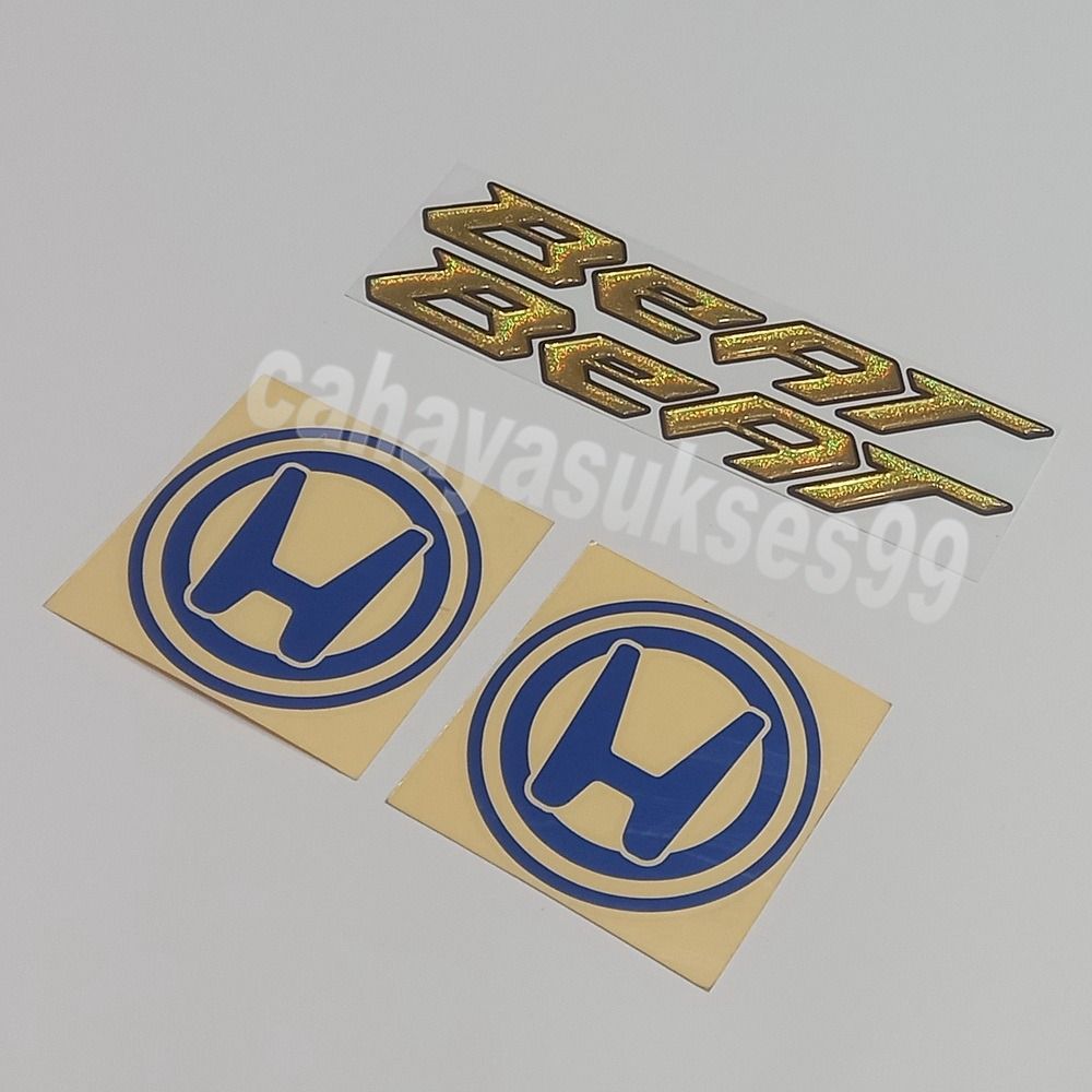 Sticker Motor Emblem Timbul BEAT Gold Reflective 17cm x 2,5cm Sticker ...
