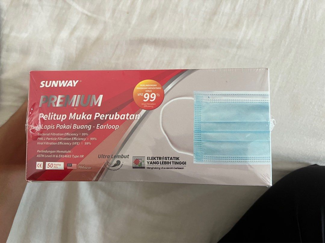 Sunway Premium Surgical 3 Ply Face Mask 50'S, Health & Nutrition, Face ...