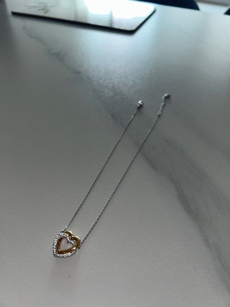 Swarovski Double Heart Necklace, Women's Fashion, Jewelry & Organisers ...