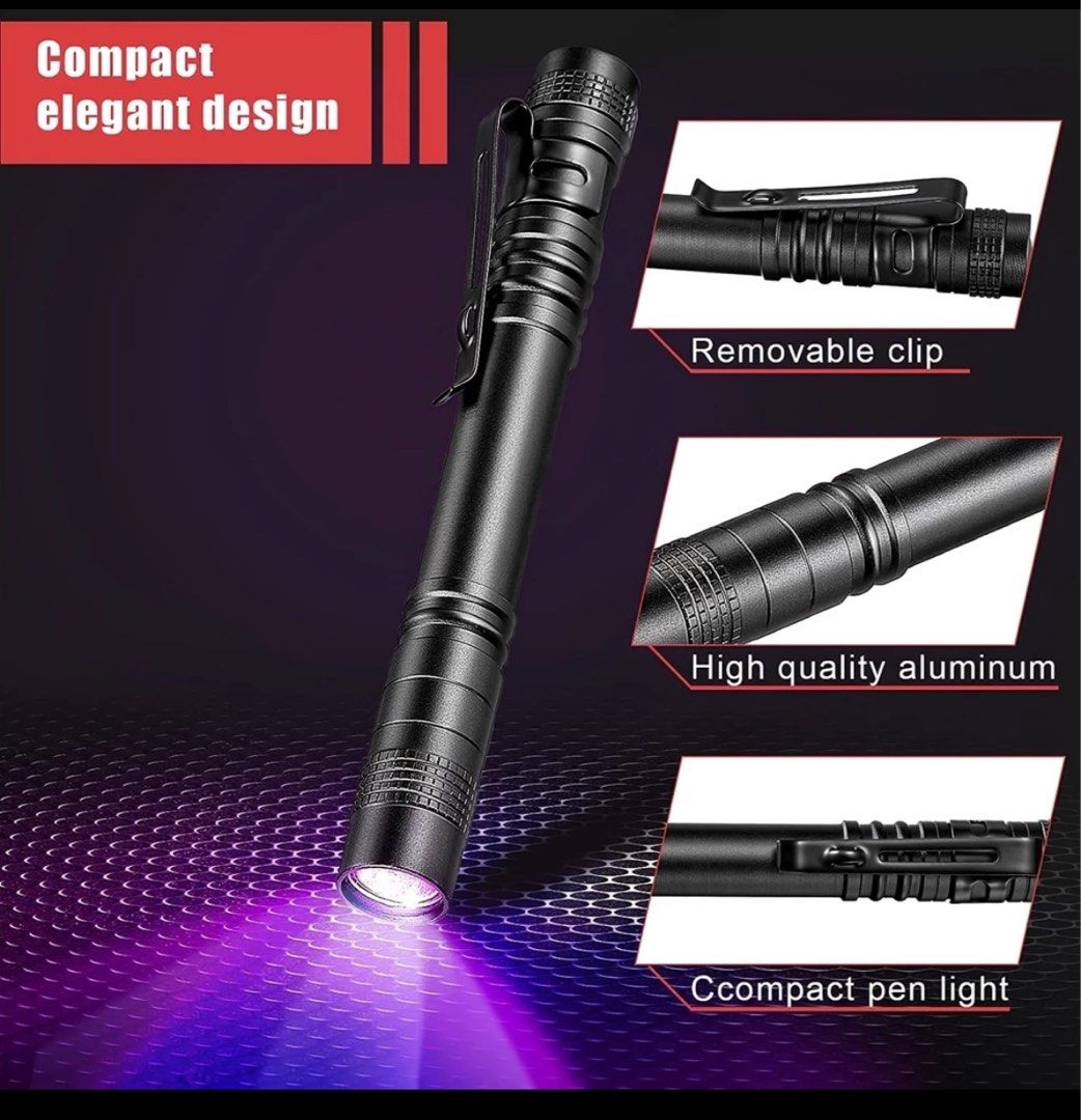 UV Black Light Flashlight, 395nm Mini LED Pen Light with Clip ...