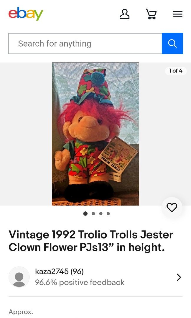 VINTAGE 1992 TROLIO TROLLS JESTER CLOWN FLOWER PLUSH TOY WITH PAPERTAG, Hobbies & Toys, Toys ...