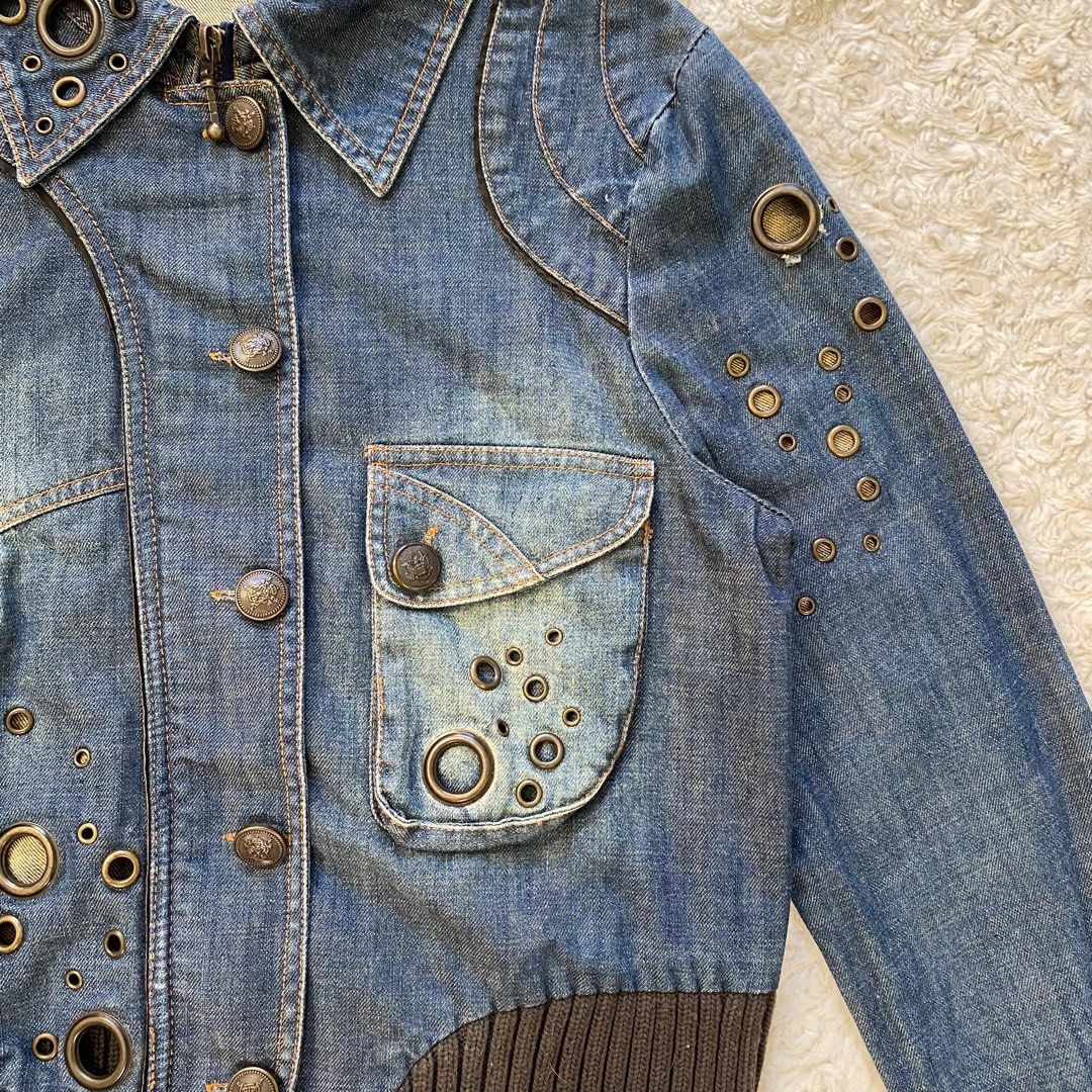Vintage Archive Grommet Denim Jacket Y2k 90s 2000s, Women's Fashion, Coats, Jackets and ...