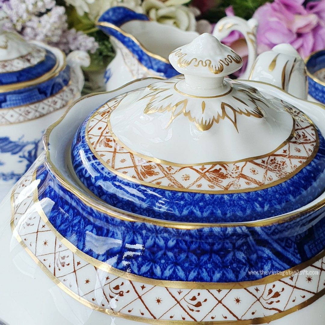 Vintage Booths Real Old Willow Tea Set for Six, Furniture & Home Living ...