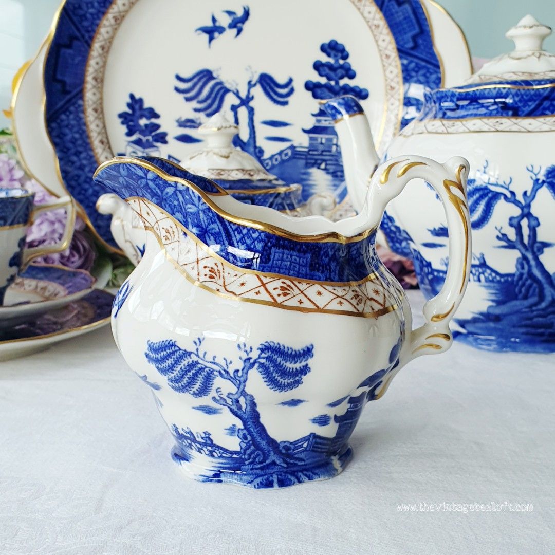 Vintage Booths Real Old Willow Tea Set for Six, Furniture & Home Living ...