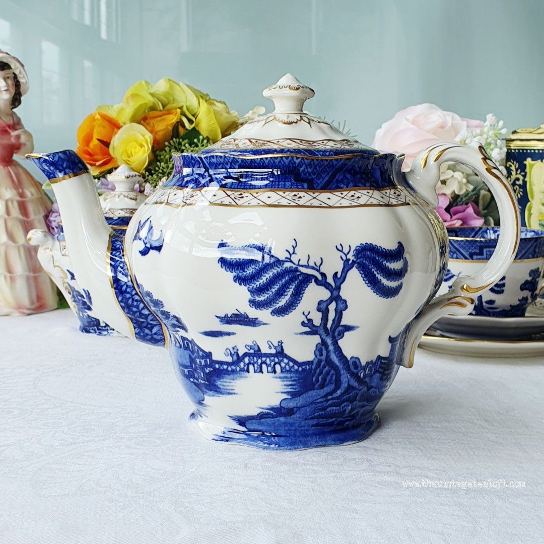 Vintage Booths Real Old Willow Tea Set for Six, Furniture & Home Living ...