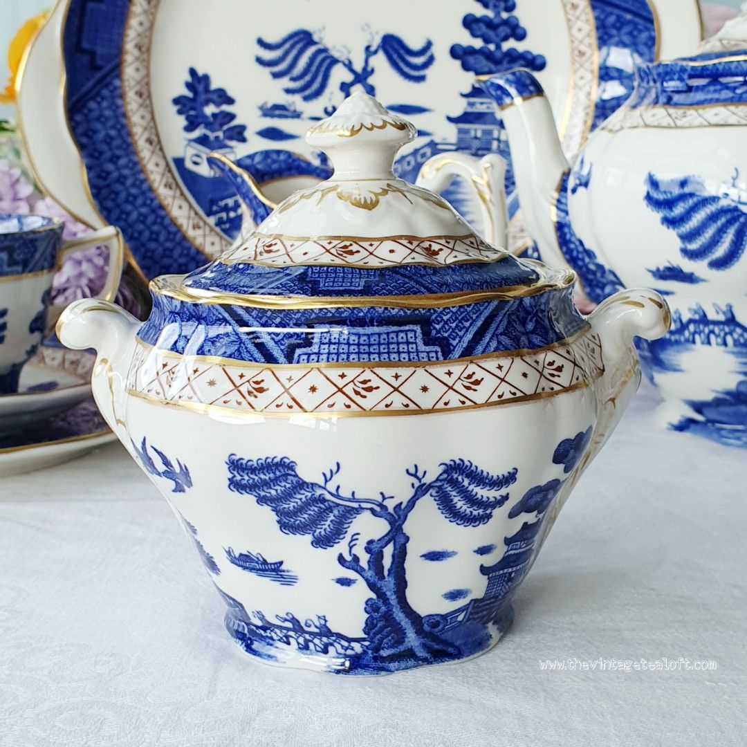 Vintage Booths Real Old Willow Tea Set for Six, Furniture & Home Living ...