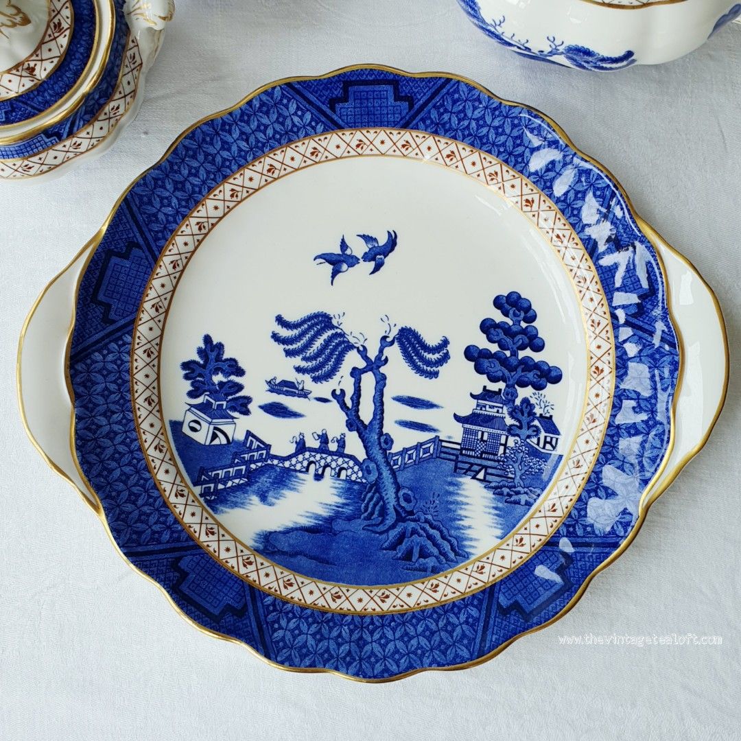Vintage Booths Real Old Willow Tea Set for Six, Furniture & Home Living ...