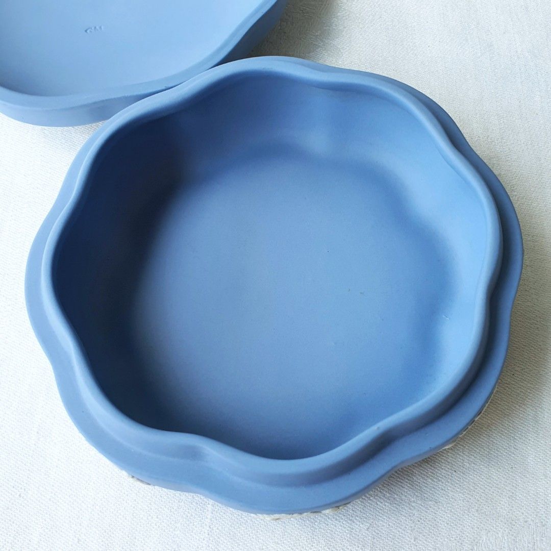 Vintage Wedgwood Blue Jasperware Fluted Powder Pot, Furniture & Home ...
