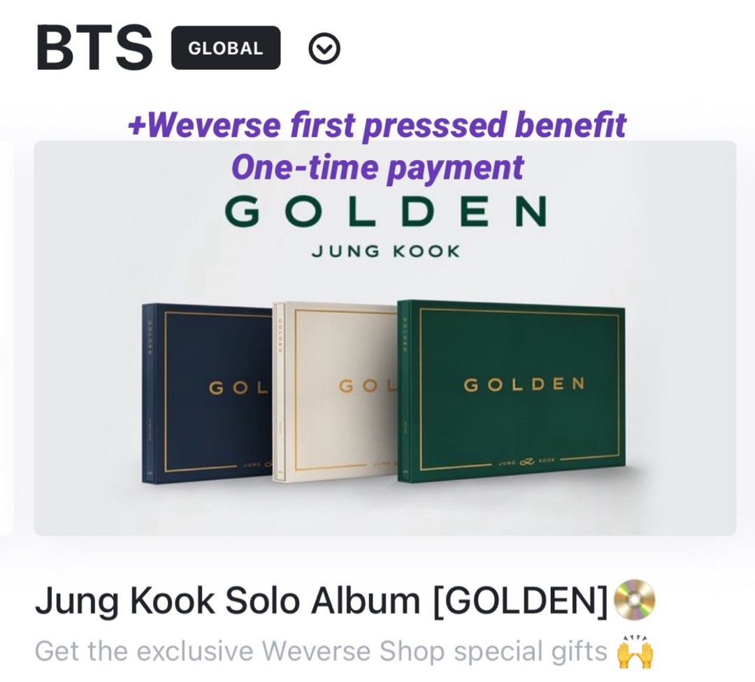 (WEVERSE) BTS JUNGKOOK GOLDEN SET & WEVERSE ALBUM SET/ JUNGKOOK SOLO ...
