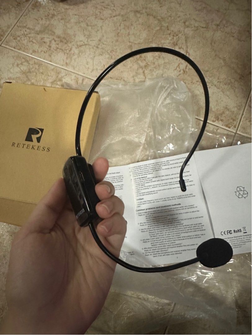 Wireless Handfree FM Microphone Retekess FM Transmitter TR503, Audio ...