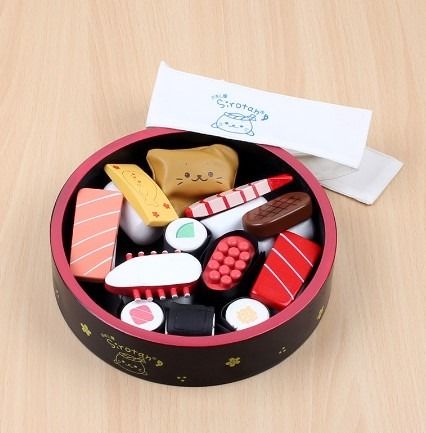 Wooden Sushi Toy Kitchen Pretend Play Food Educational Kids Roleplay ...