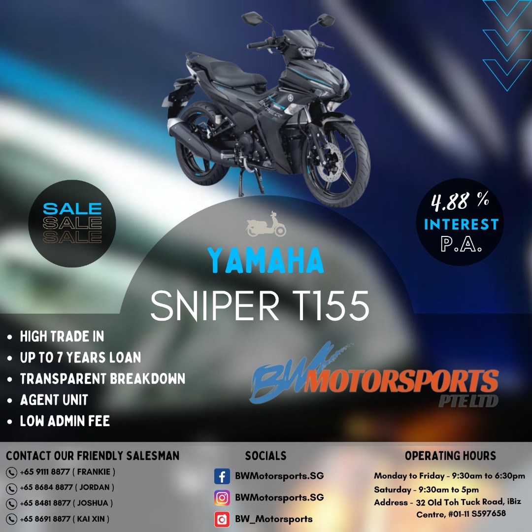 YAMAHA SNIPER V3 T155 2023, Motorcycles, Motorcycles for Sale, Class 2B on Carousell