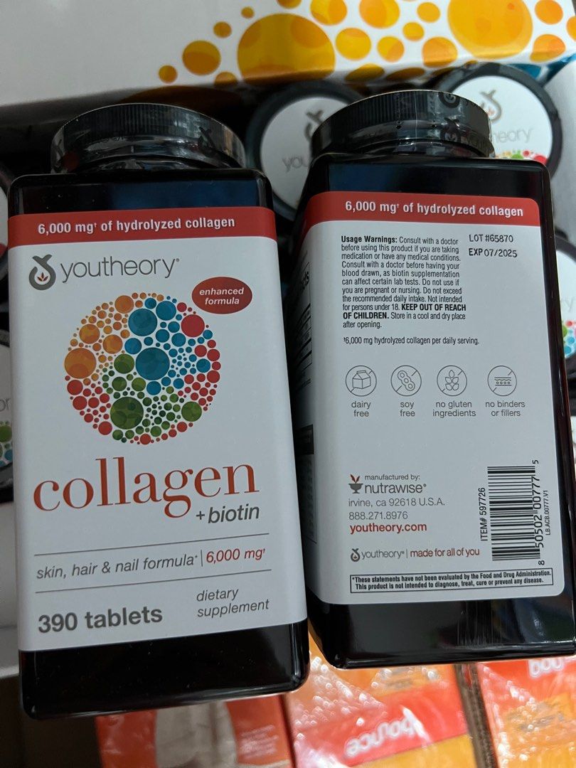 Youtheory Collagen Plus Biotin, 390 Tablets, Health & Nutrition, Health ...
