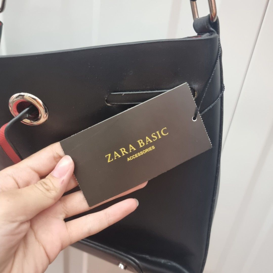 Zara black and red PU leather bag, Women's Fashion, Bags & Wallets, Shoulder Bags on Carousell
