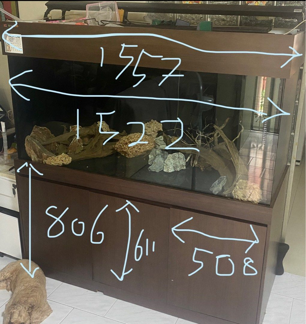 5ft fish tank with cabinet and inbuilt filter beneath, Pet Supplies ...