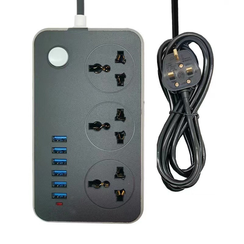 6 USB Port 3 Universal Power Strip Extension Plug Power Socket Electric ...