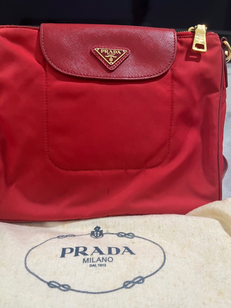 * AUTHENTIC * PRADA RED BAG, Luxury, Bags & Wallets on Carousell