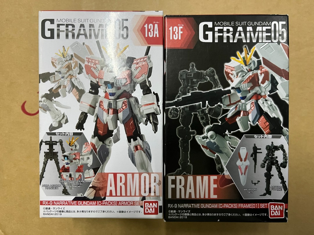全新未開 Bandai 食玩 GFrame G Frame 05 Gundam 高達 RX-9 Narrative Gundam (C-Packs) Armor Set 一套兩盒, 興趣及遊戲 ...