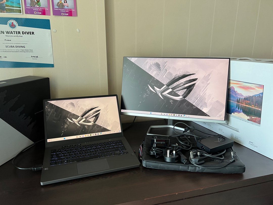 Asus Zephyrus G14 with 21” HP Monitor, Computers & Tech, Laptops ...