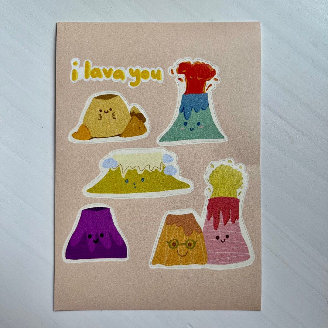 Bear | Volcano | Lava Sticker Sheet (A6), Hobbies & Toys, Stationery ...