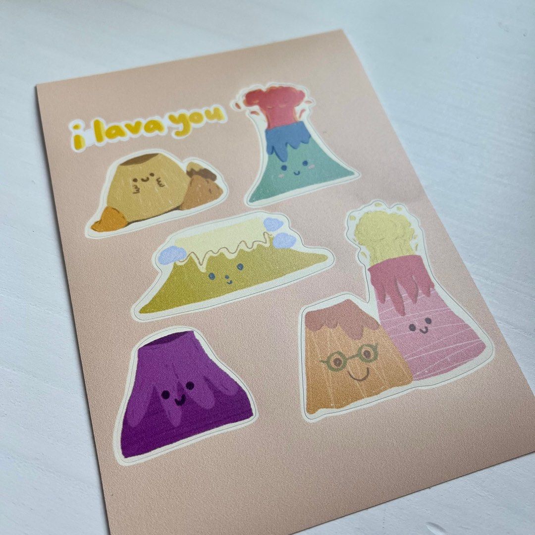 Bear | Volcano | Lava Sticker Sheet (A6), Hobbies & Toys, Stationery ...