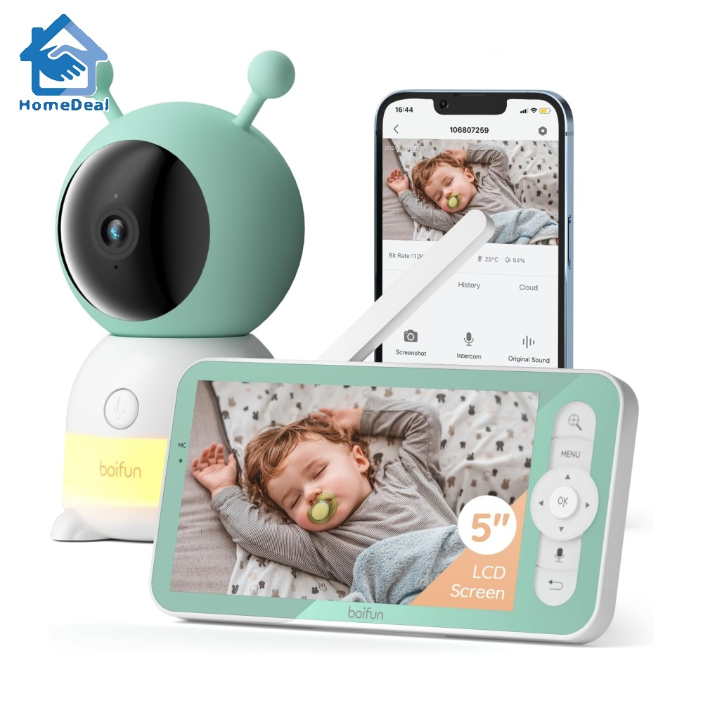 BOIFUN 5'' Video Baby Monitor with Camera and Audio, 2K HD Motion & Cry ...