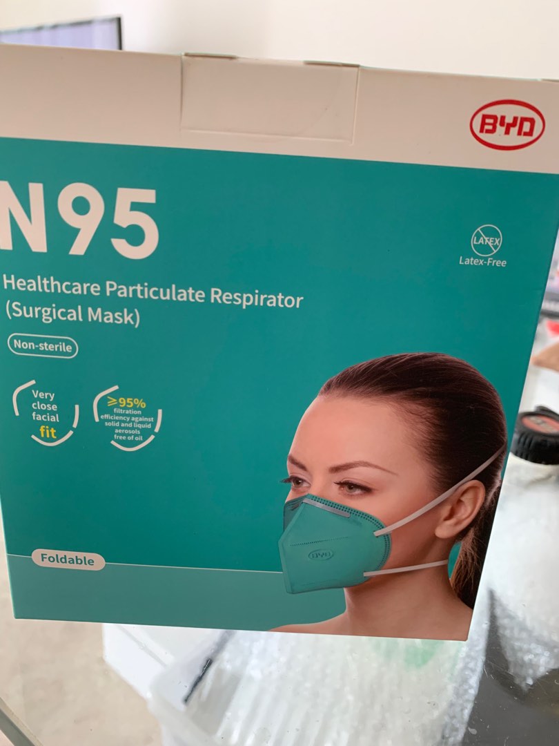 BYD N95 Mask 25 Pcs, Health & Nutrition, Face Masks & Face Shields on Carousell