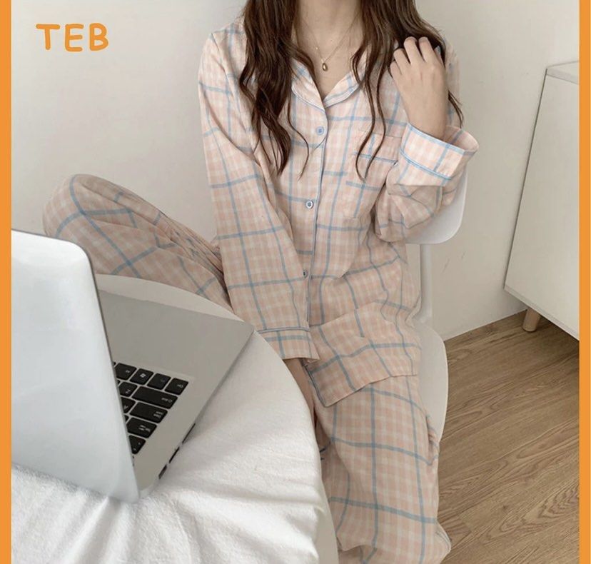 Checkered pink pajamas, Women's Fashion, Dresses & Sets, Evening ...