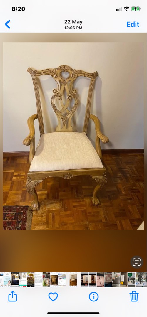 Antique Chippendale Chair with eagle crawl legs, Furniture & Home ...