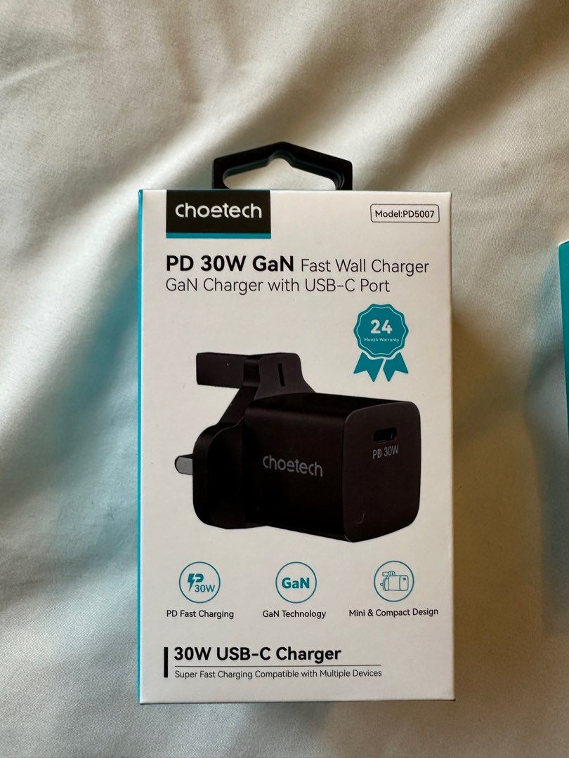 Choetech PD30W Fast Charger + 240W USB-C to USB-c Cable, Mobile Phones ...