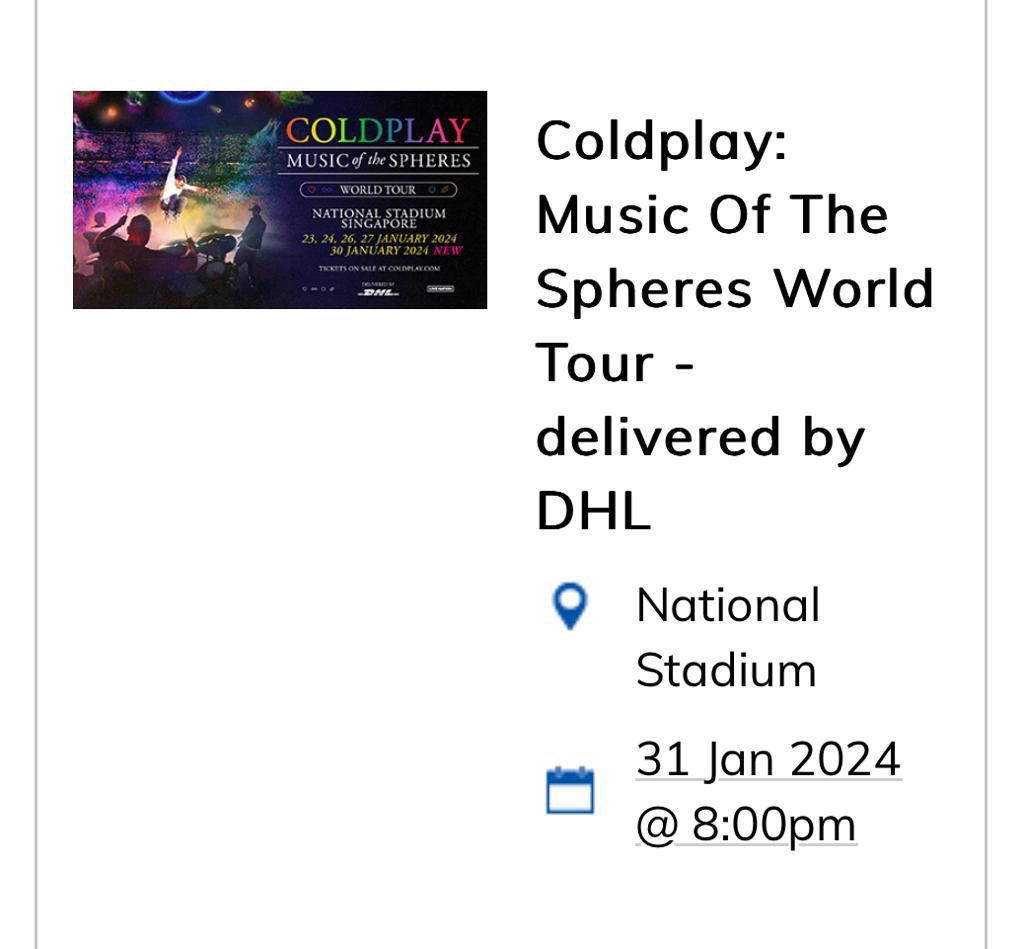 Cold play - Music of The Spheres World Tour tickets, Tickets & Vouchers ...