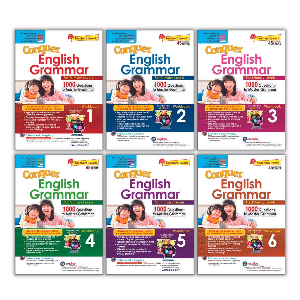 Conquer English Grammar For Primary Levels Workbook 1 - 6 | Skill-based | Primary English School ...