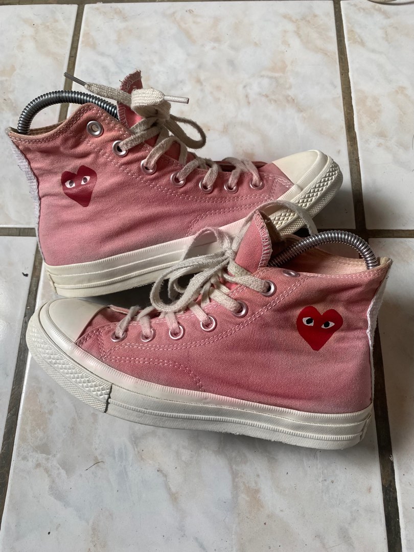 CONVERSE CDG PLAY PINK HIGH, Women's Fashion, Footwear, Sneakers on ...