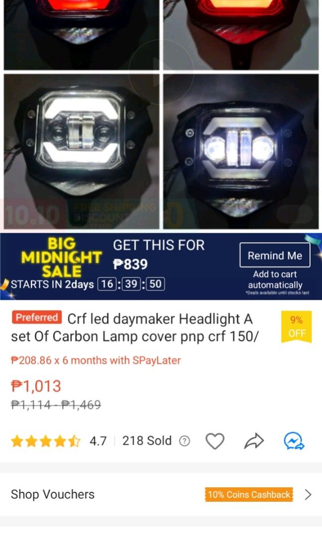 CRF 150 led daymaker headlight, Motorbikes, Motorbike Parts ...